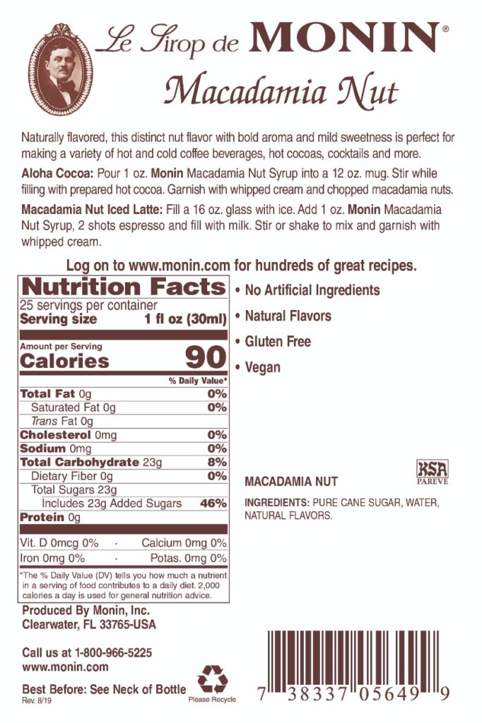Monin - Macadamia Nut Syrup | Tropical Delight